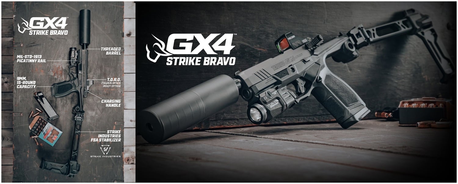 New: Taurus GX4 Strike Bravo 9mm Pistol with Folding Brace