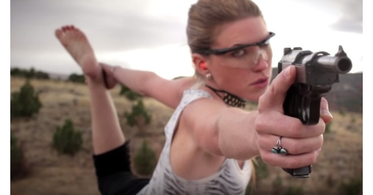 Kirsten Joy Weiss attempts P38 trick shots while doing yoga (VIDEO)